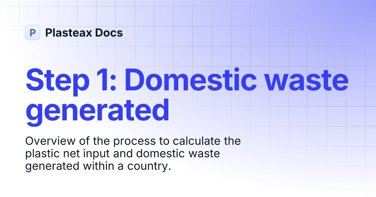 Step 1: Domestic waste generated | Plasteax Docs